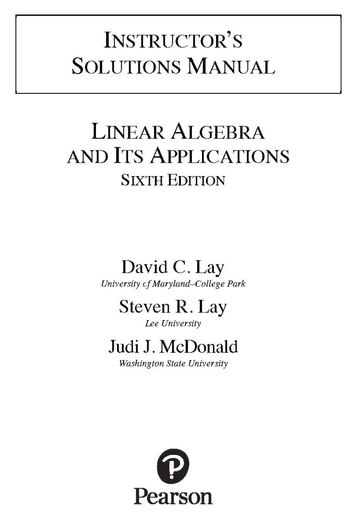 Linear Algebra and Its Applications (6th Edition) - Solutions Manual Linear Algebra and Its Applications (6th Edition) - Solutions Manual